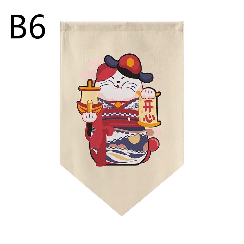 1 PC Japanese Short Noren Curtains Lucky Cat Hanging Flag Room Divider ...