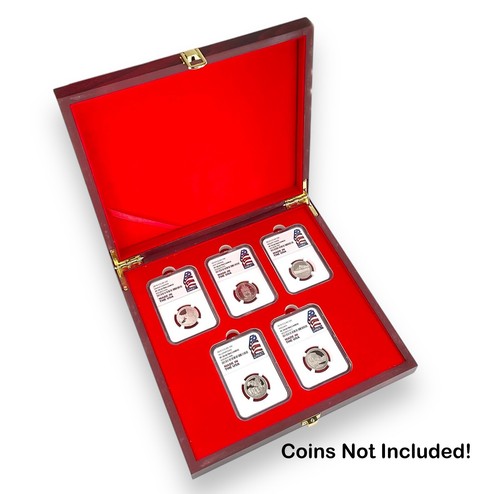 Paradise Mint Brand Wood 5 Coin Storage Box for NGC Standard Size Slabs ...