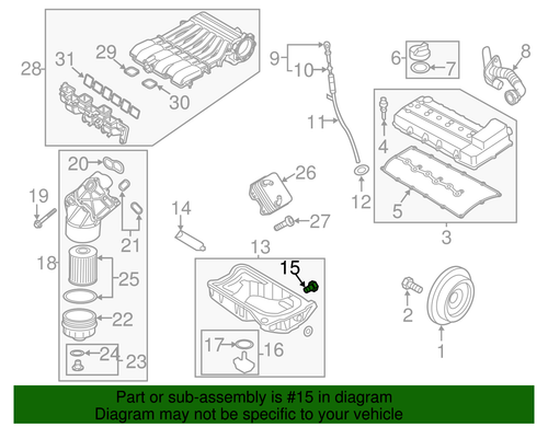 Genuine Engine Oil Pan Drain Plug - 1998 Through 2023 N90813202 | eBay
