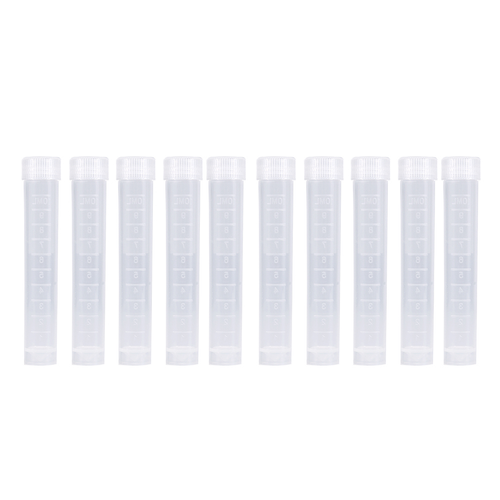 10Pcs 10ml Plastic Test Tubes Vial Screws White Pack Container ...