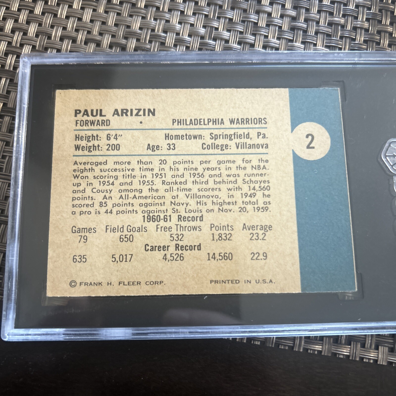 1961-62 Fleer - #2 Paul Arizin for sale online | eBay