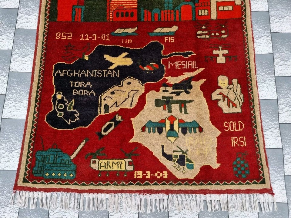 9/11 Design war Rug Afghan Handmade War Rug Wool Area Traditional War ...