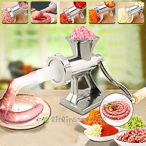 Household Kitchen Hand Manual Meat Grinder Mincer Sausage Maker Stuffer ...