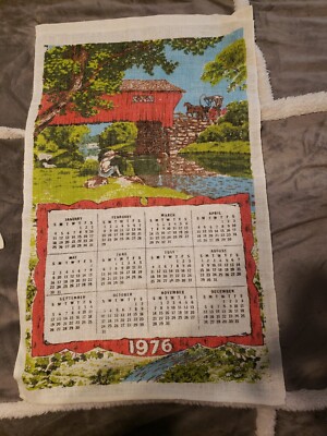 1976 Calendar Fabric Vintage 16.5"x 27" Bridge River | eBay