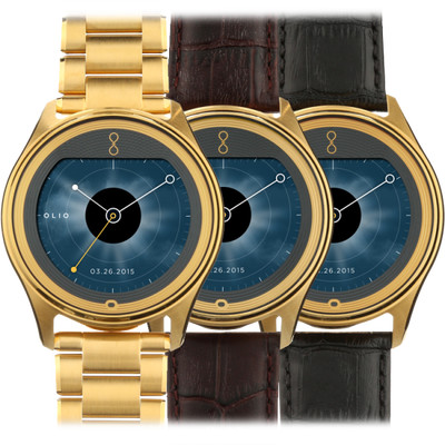*NEW & RARE* Olio Model One Smartwatch 24K Gold/Brown Alligator Band ...