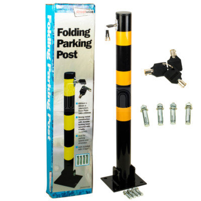 Folding Fold Down Parking Post Robust Metal Driveway Ballard With Lock ...