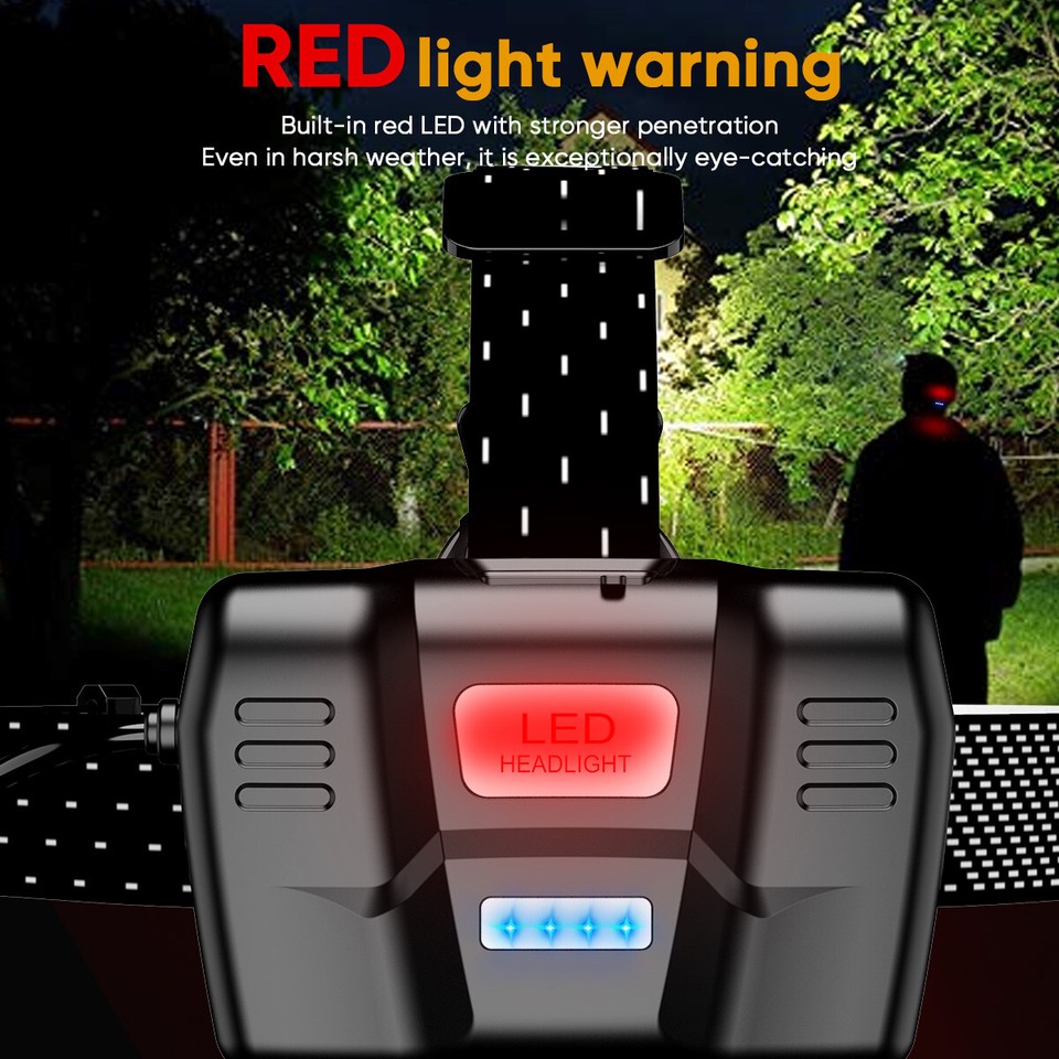 1200000Lumen LED Headlamp Rechargeable Super Bright 30W Motion Sensor ...
