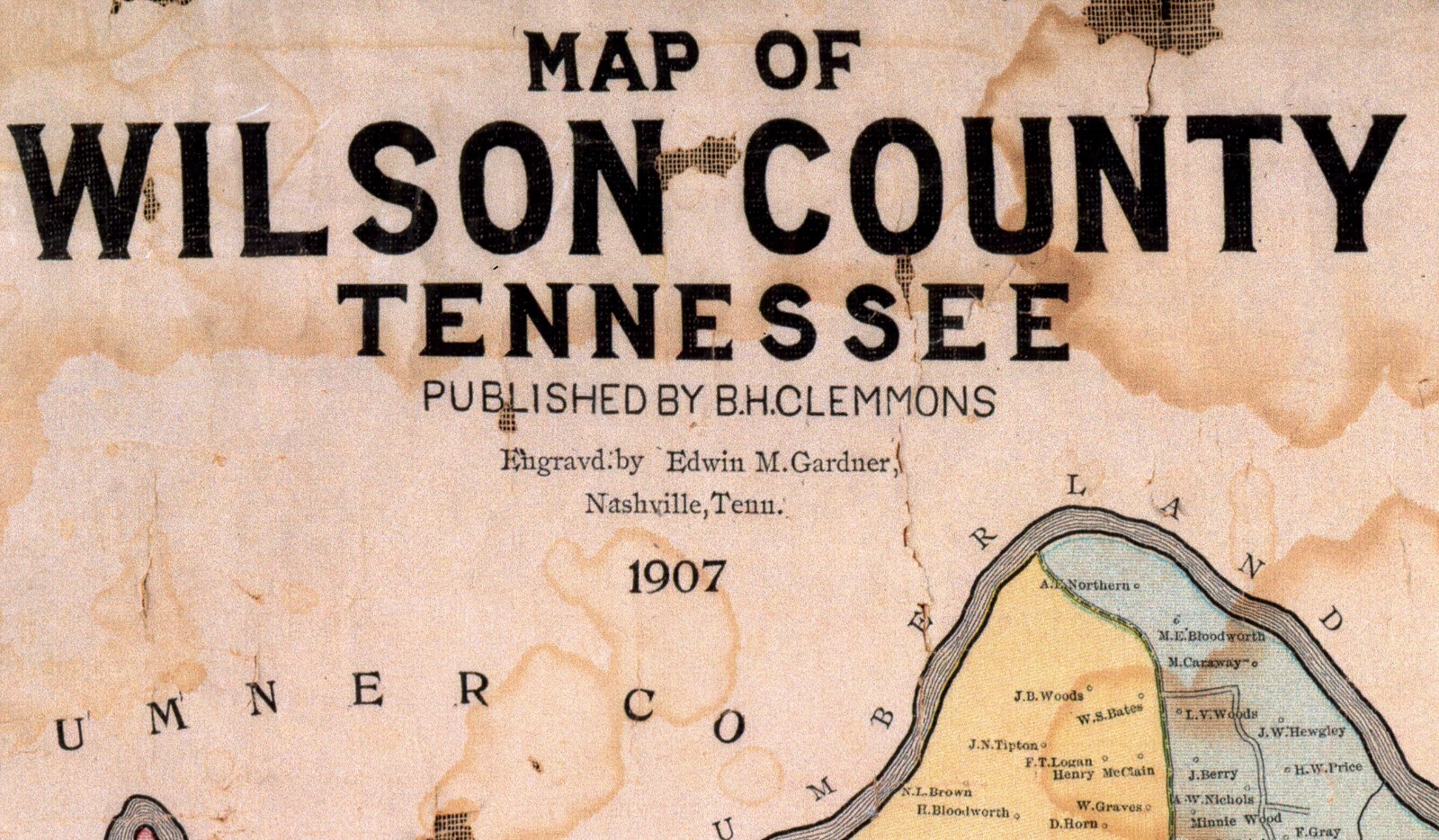 1907 Map of Wilson County Tennessee | eBay