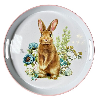 Prima Design Easter Bunny Rabbit Round Metal Serving Tray 2024 E8 | eBay