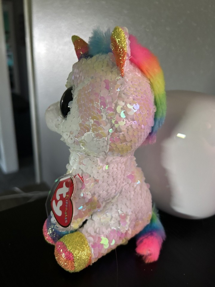 TY Beanie Boo Flippables 6" PIXY Unicorn White Sequin Plush | eBay
