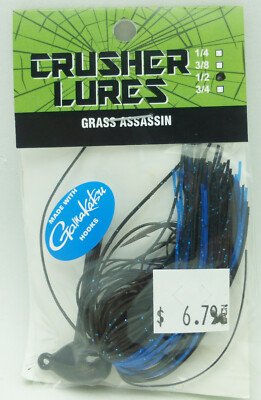 Crusher Lures Grass Assassin 1/2oz Blue/Black Gamakatsu Hook SJ12301 | eBay