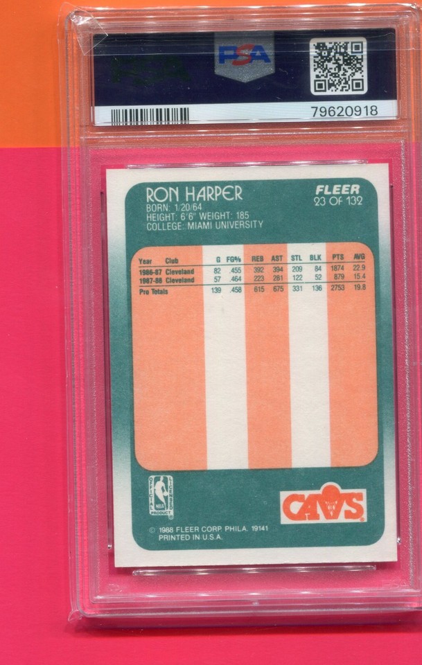 RON HARPER CLEVELAND CAVALIERS 1988 FLEER BASKETBALL #23 NBA PSA 9 | eBay