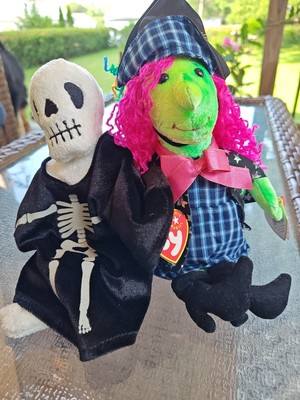 TY Halloween Beanie Baby Babies Lot of 2 Creepers & Scary the Witch - w ...
