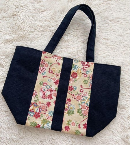 Japanese-style bag, wedding bag, Japanese pattern, tote bag, black ...