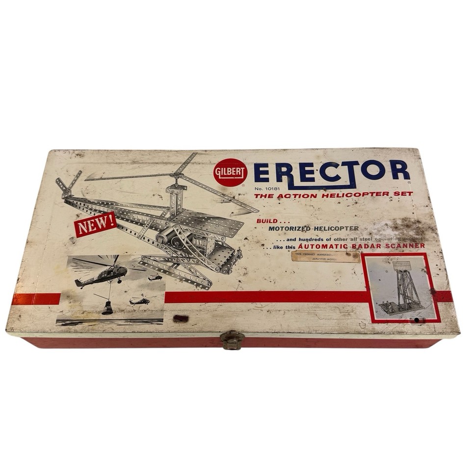 Large Lot Vintage 60s AC Gilbert ERECTOR SET Parts Metal Construction ...