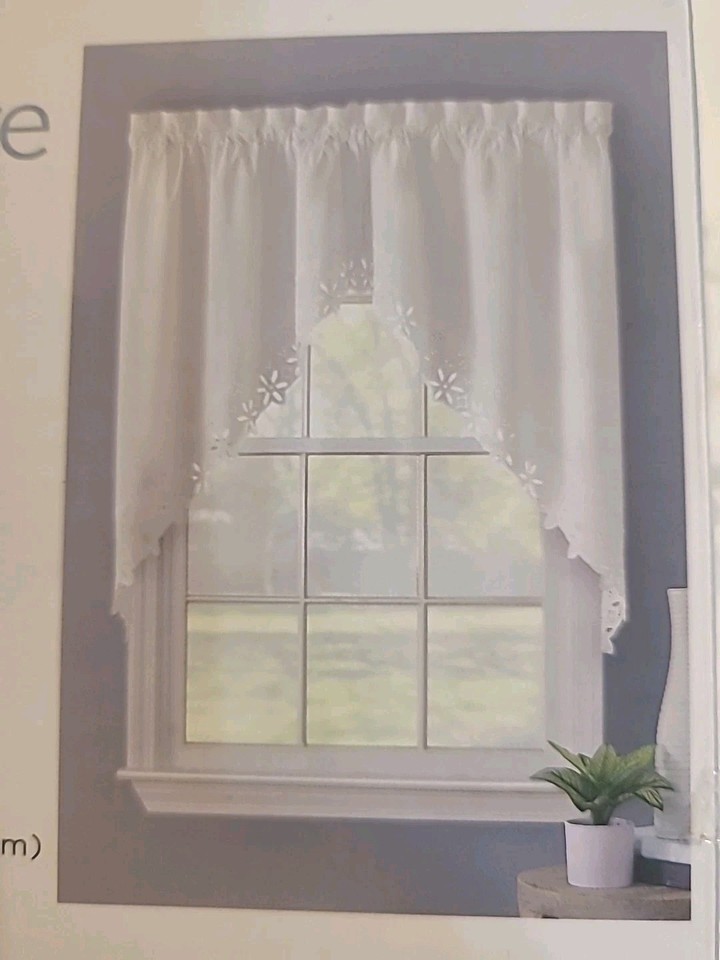 R Home Decorative Window Set Of 2 Swags White 30in W x 38in L ...
