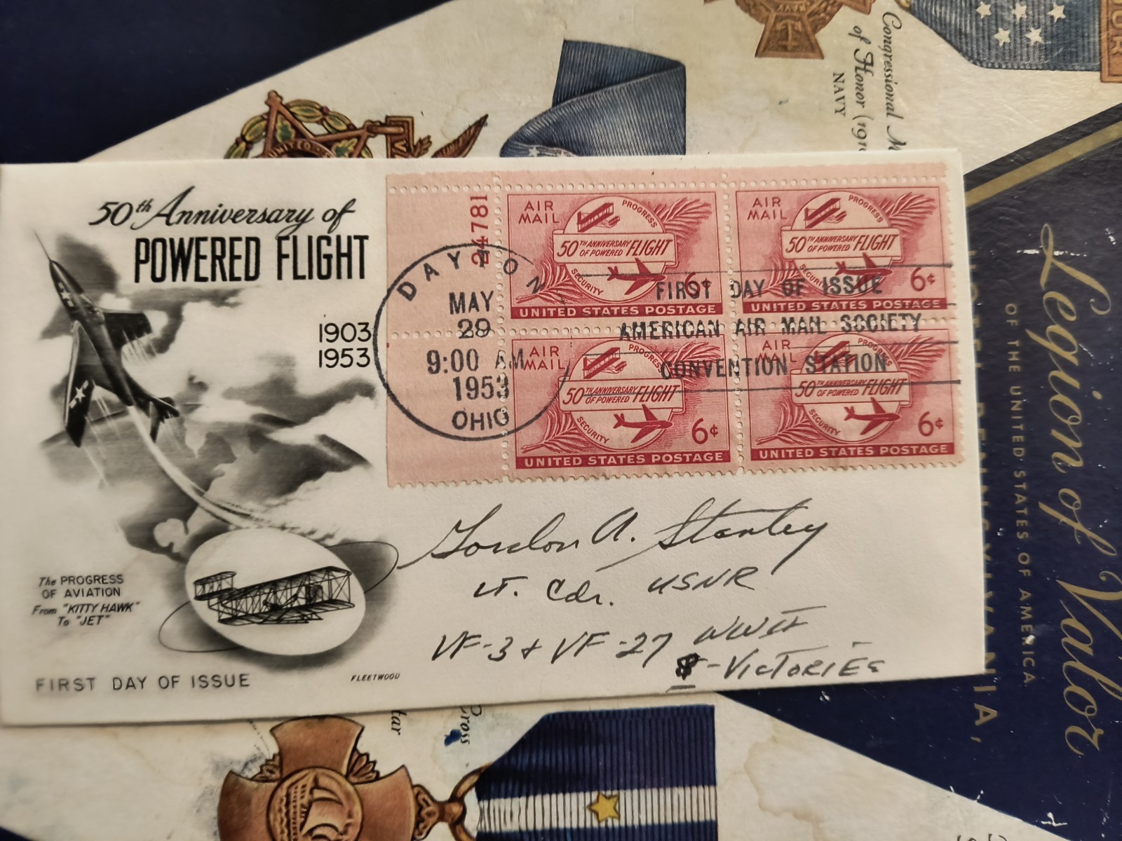 WWII Ace LCdr GORDON ARTHUR STANLEY, 8Vs KIFA 1956 Signed FDC VERY ...