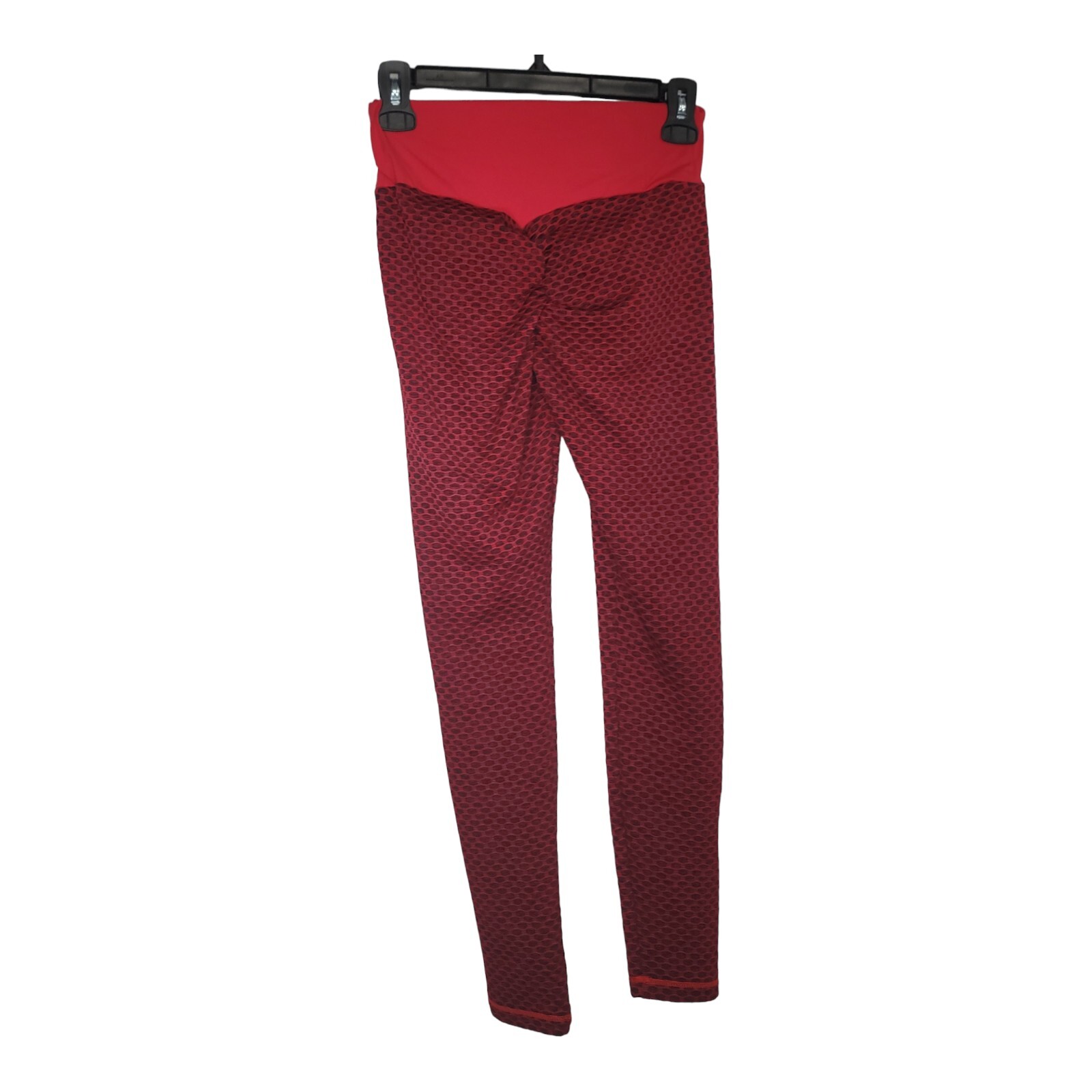 Women's Leggings Small Black/red Waist Band Ruched Back Poly Spandex 25 ...