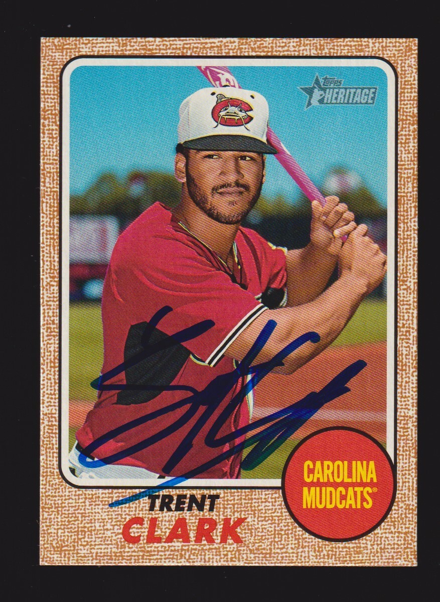 2017 HERITAGE #135 Trent Clark MILWAUKEE BREWERS SIGNED AUTOGRAPH AUTO ...