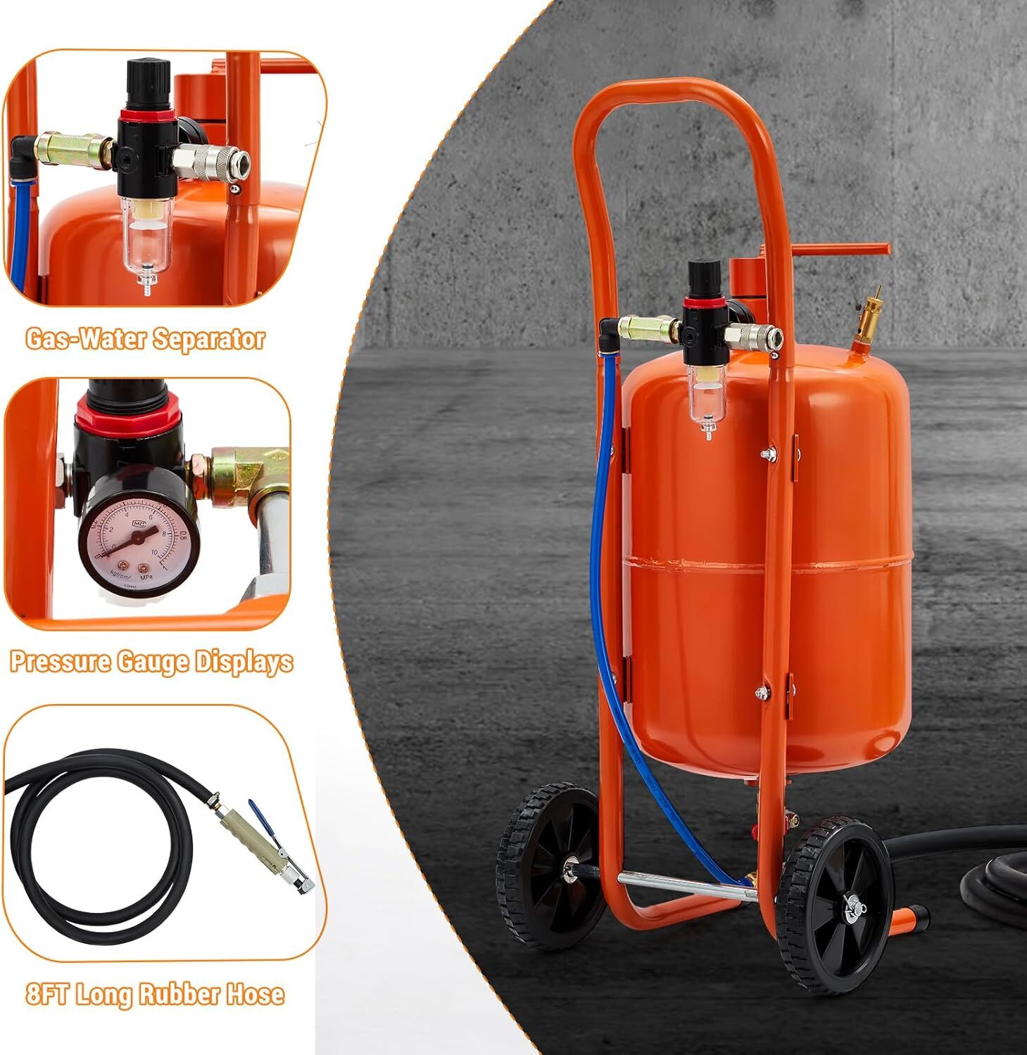 5/20 Gallon Portable Air Sand Blaster Abrasive Sand Kit w/4 Ceramic ...