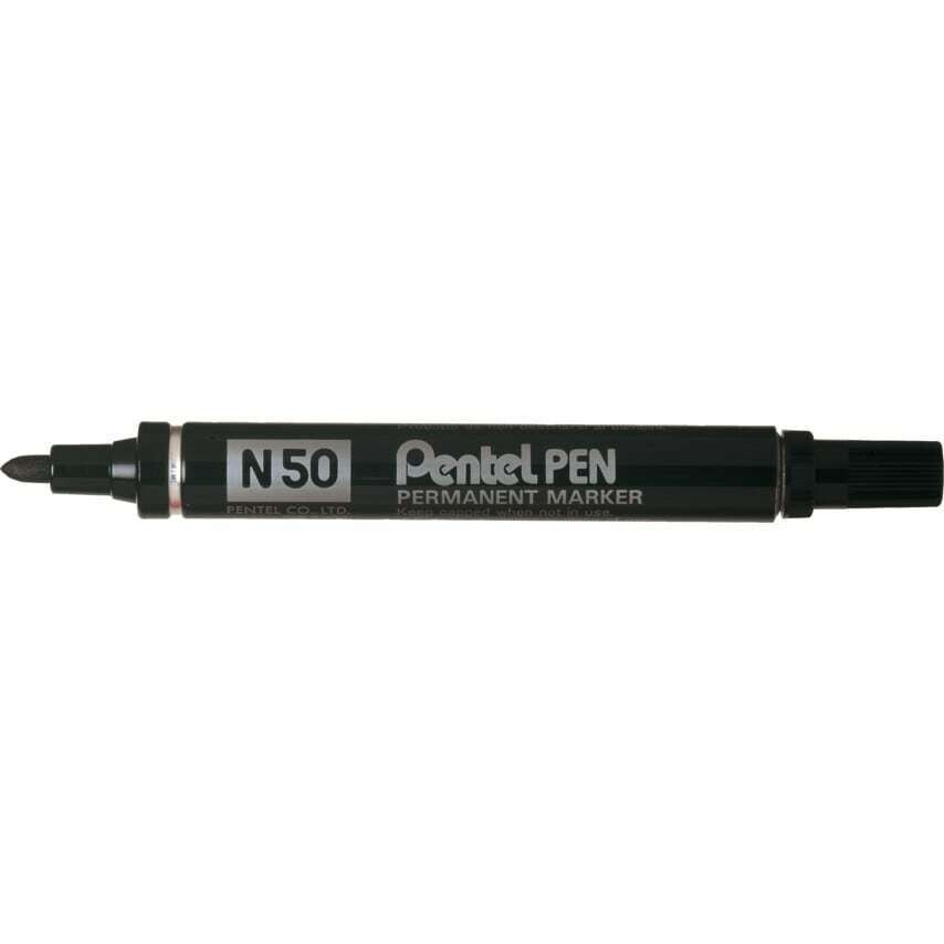 Pentel N50 Permanent Marker - Bullet Tip - PACK OF 12 MARKER PENS ...