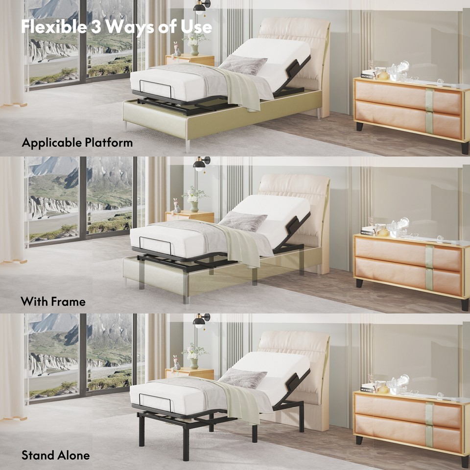 FLEXISPOT Zero Gravity Electric Adjustable Bed Frame, Zero Clearance ...