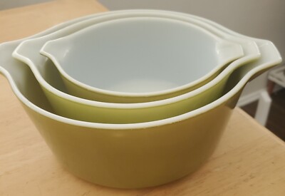 Vintage PYREX Verde Green Nesting Casserole Bowls | eBay