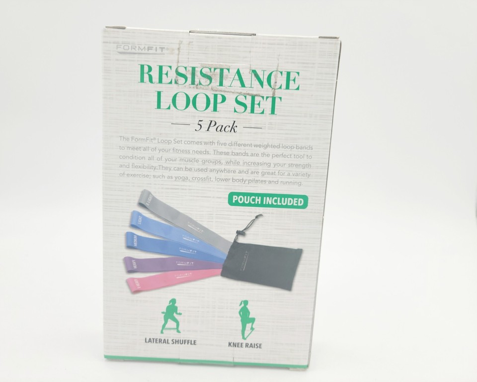 FormFit Resistance Loop Set of 5 Exercise Bands Weights + Pouch SHIPS ...