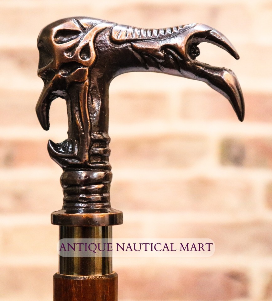 Antique Style Wooden Walking Stick Cane Alien Handle Vintage Party Gift ...