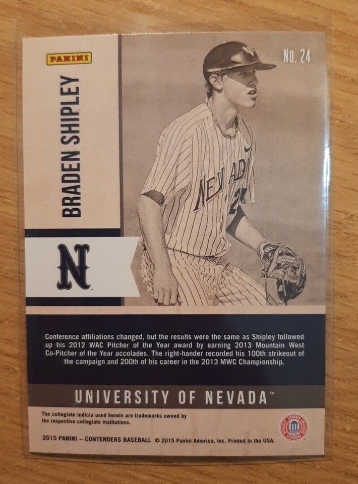 2015 CONTENDERS DRAFT PICKS OLD SCHOOL COLORS BRADEN SHIPLEY #24 ...