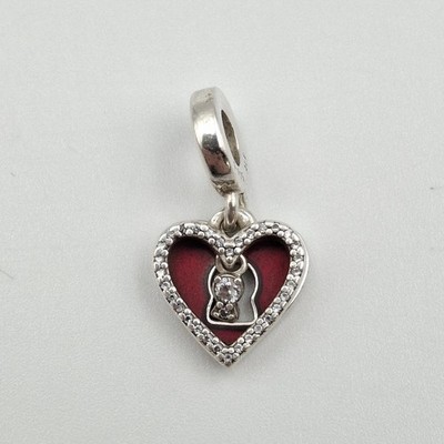 Pandora 925 Sterling Silver Red Heart & Keyhole Double Dangle Charm ...