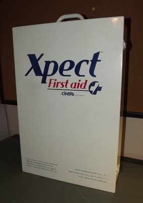 Vintage Large White Metal 4 Shelf Xpect 1st Aid Kit- 22.5" x 15.5" x 5. ...