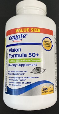 300ct Equate Vision Formula 50+ Softgels Supplement Value Size Exp 11/ ...
