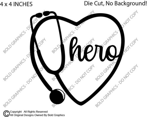 4" Hero Heart Decal Vinyl Sticker Nurse Doctor Vet Tech Love Life ...
