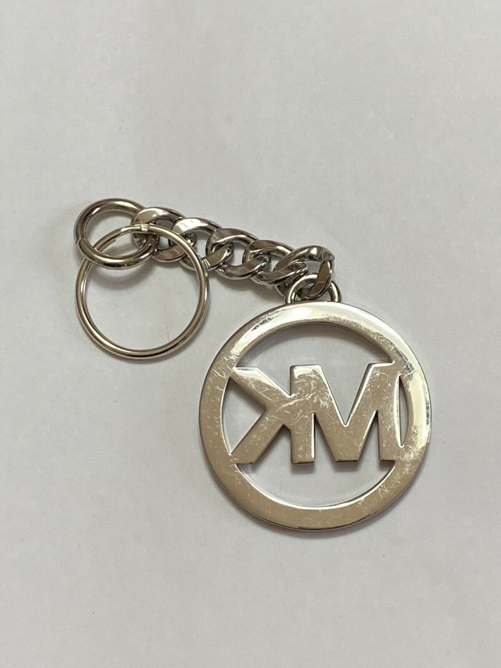Michael Kors Signed Logo Silver Tone Key Chain Fob 2” Diameter | eBay