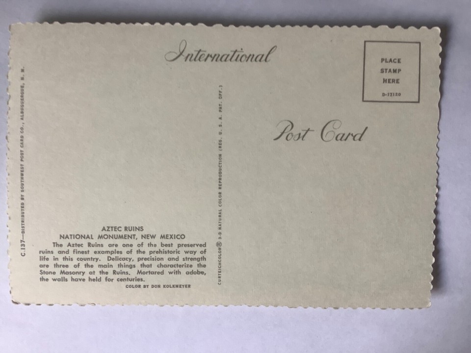 Aztec Ruins National Monument New Mexico Postcard | eBay