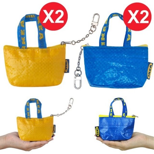 MIX4 IKEA Knölig Small Bag Yellow + Blue Zipper Coin Keychain Backpack ...
