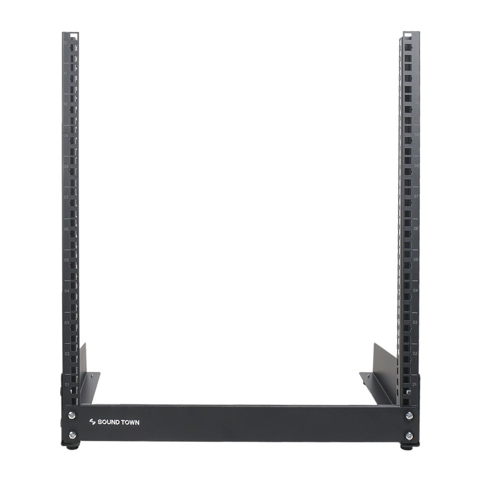 Sound Town 12U 2-Post Desktop Open-Frame Rack Audio Network Devices ...