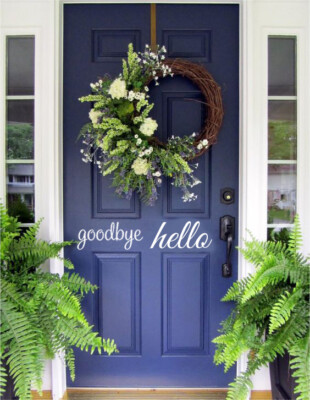 Hello welcome goodbye Door Vinyl Decal Sticker Front Door Welcome Home ...