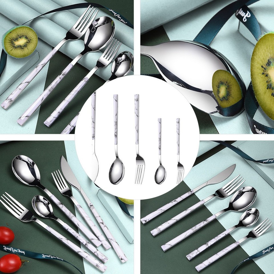 5 Pcs Kitchen Utensils Set Stainless Steel Serving Dining Tableware ...