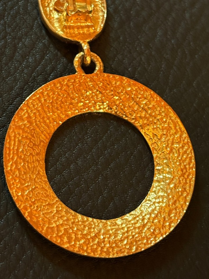 CHANEL Earrings AUTH Coco CC Logo Mark Vintage Gold Logo Circle Crown ...