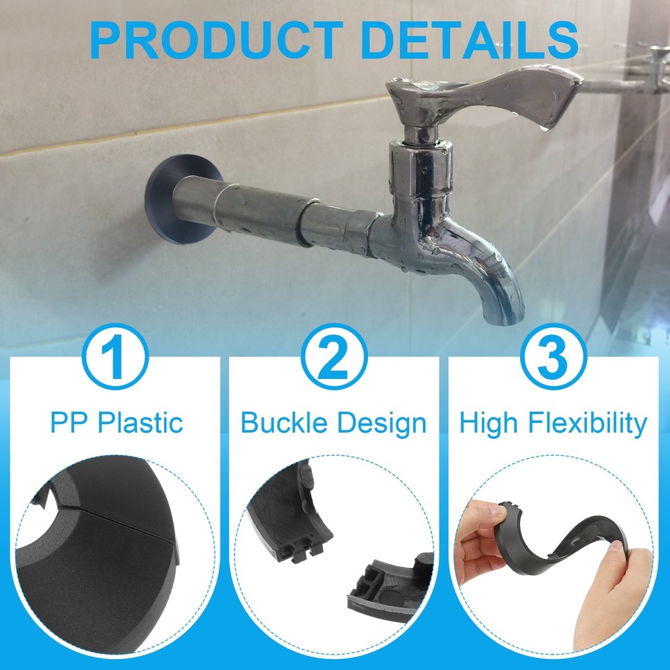 3Pcs Flange Water Pipe Cover Decoration Plastic Escutcheon 0.47"/12mm ...