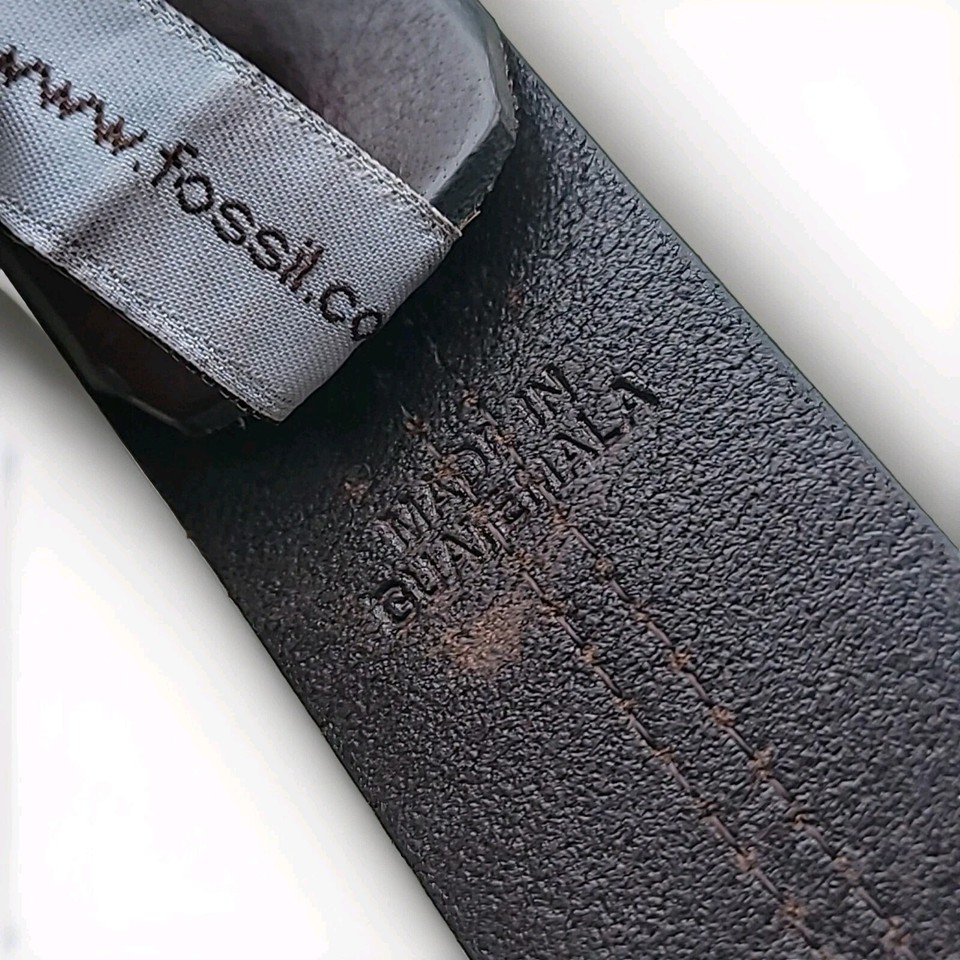 Men's Fossil Samson Leather Belt Vintage Gunmetal Hardware Size 40 ...