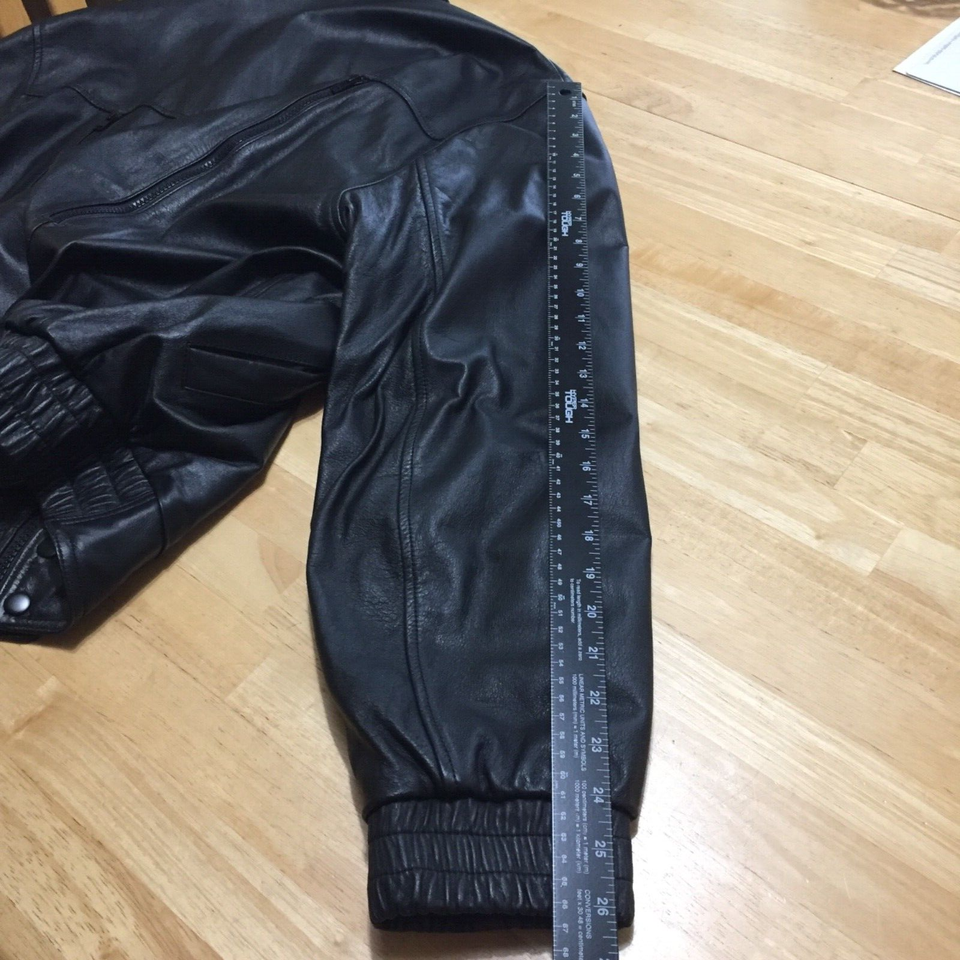 HJC Leather Motorcyle Jacket Mens 44 Black | eBay