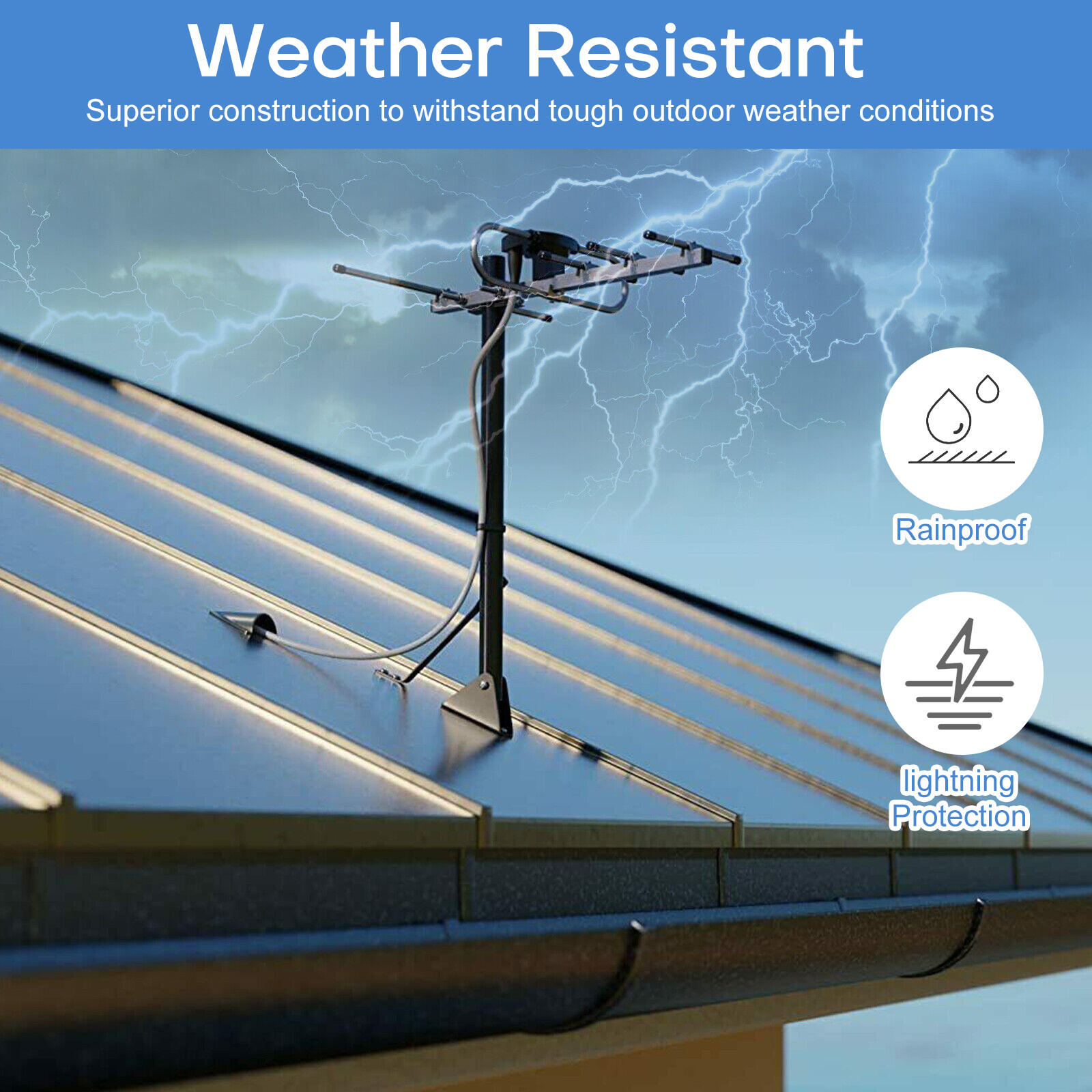 Outdoor Digital TV Antenna Aerial UHF VHF Signal Amplifier Booster for ...