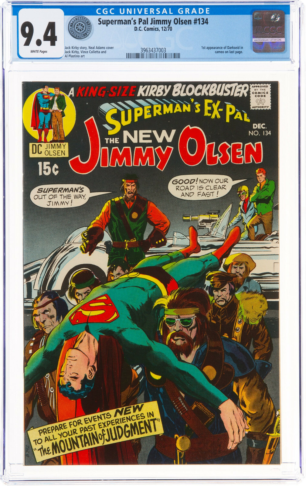 Superman's Pal Jimmy Olsen #134 CGC 9.4 DC 1970 1st Darkseid! White! N4 ...