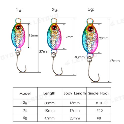 6PCS Micro Metal Jig Fishing Lures 2g/3g/5g Mini Spoon Lure Sequin ...