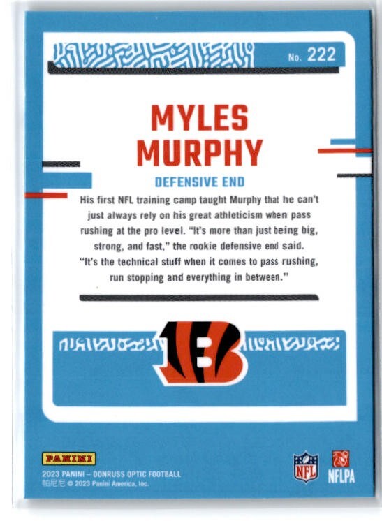 2023 Optic Rated Rookie RC Myles Murphy #222 Bengals | eBay