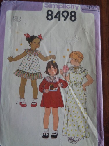 VINTAGE SIMPLICITY 8498 CHILD'S SIZE 5 PULLOVER DRESS WITH BELT 3 ...