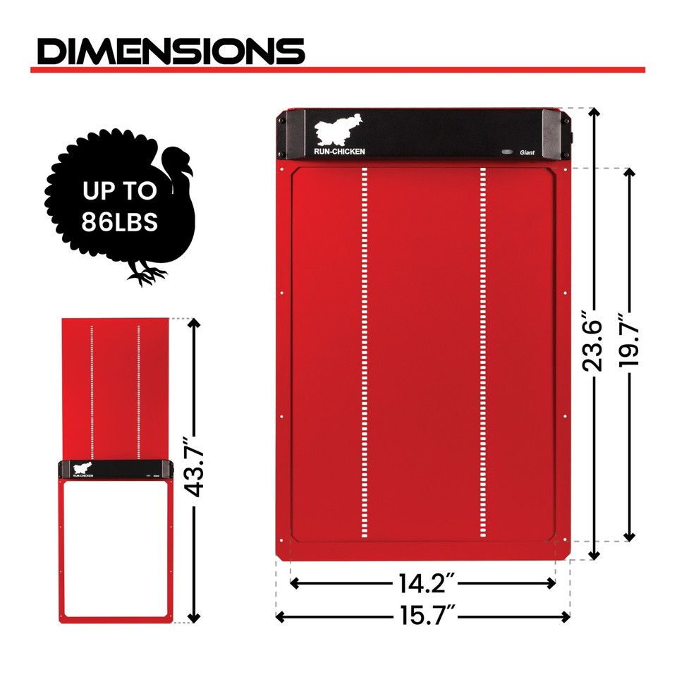 RUN-CHICKEN door - Automatic Turkey Poultry Coop Door (Red) Giant | eBay